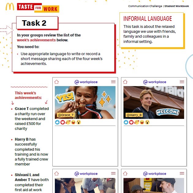 Communication Challenge (for ages 14-19) - McDonalds Taste For Work